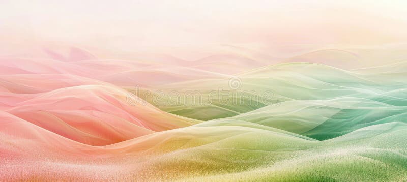 Abstract Spring Landscape with Pastel Colors Featuring Flowing Lines ...