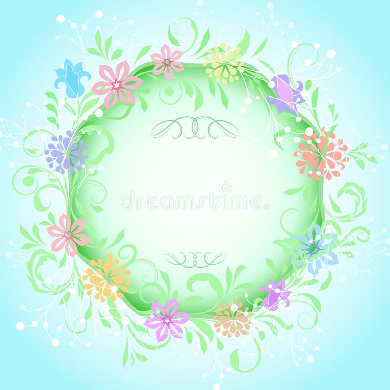 Spring Round Floral Pattern with Leaves and Branches Stock Vector ...