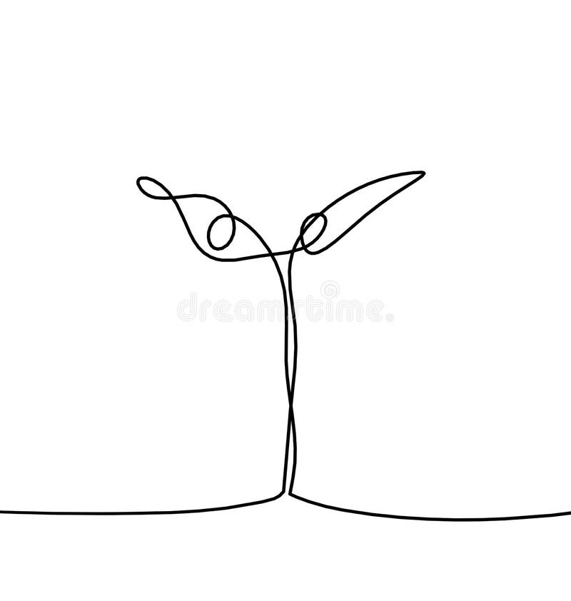 Abstract Sprout As Line Drawing on the White Stock Vector ...