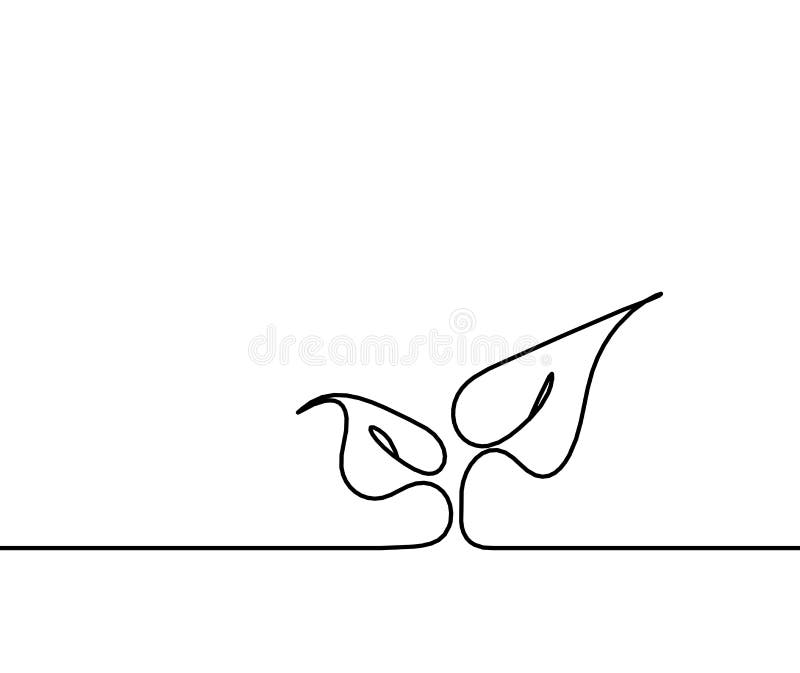 Abstract Sprout with Hand As Line Drawing on the White Stock ...