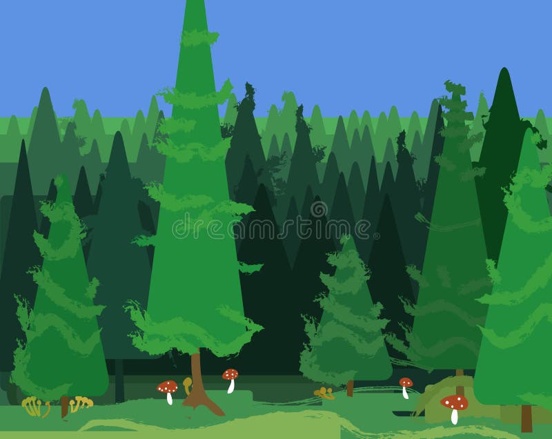 Abstract Spruce Forest Landscape Stock Vector - Illustration of rush ...