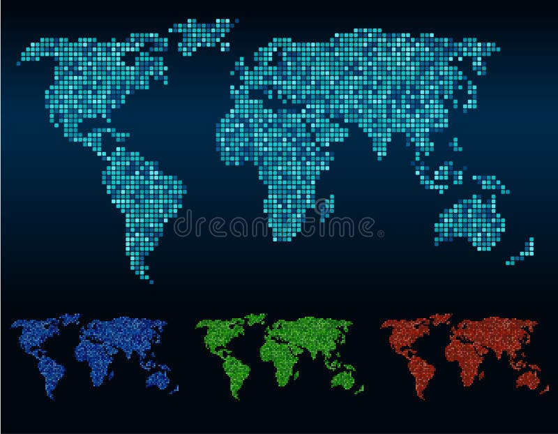 Abstract Square Corners World Map Vector 4 Tone Color Stock Vector ...