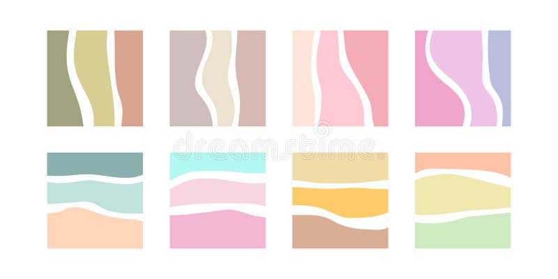 Abstract Square Decorative Elements Set. Pastel Squares with Waves ...