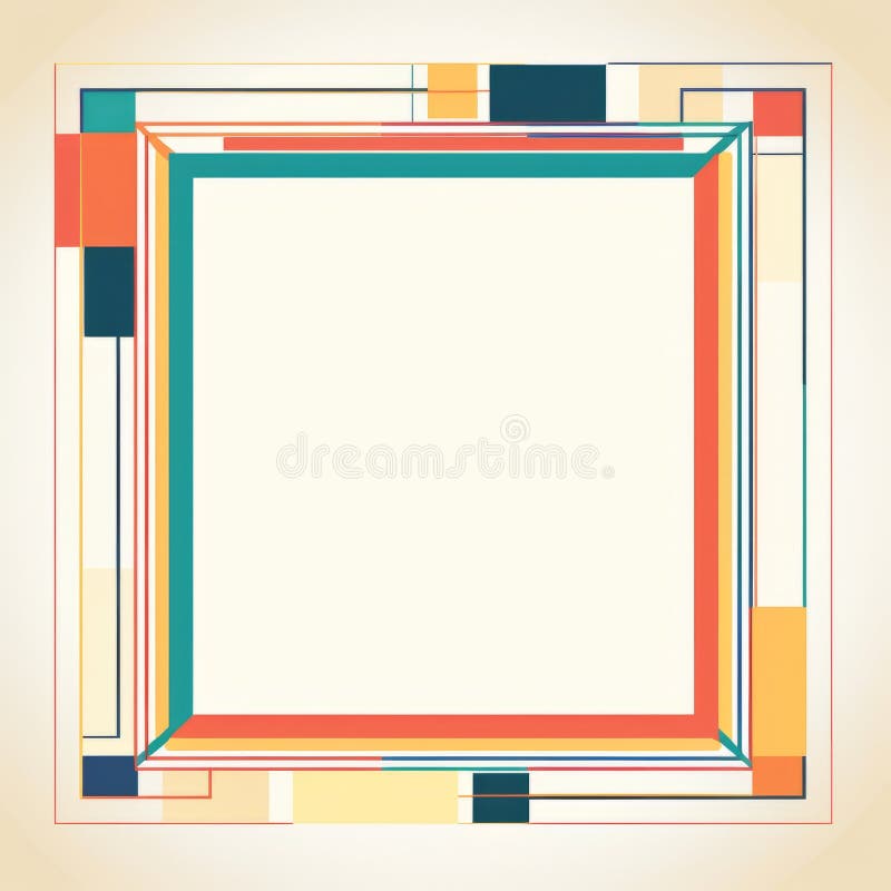 An Abstract Square Frame with a Colorful Border Stock Illustration ...