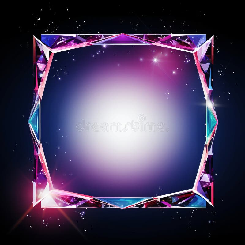 An Abstract Square Frame with Diamonds on a Black Background Stock ...
