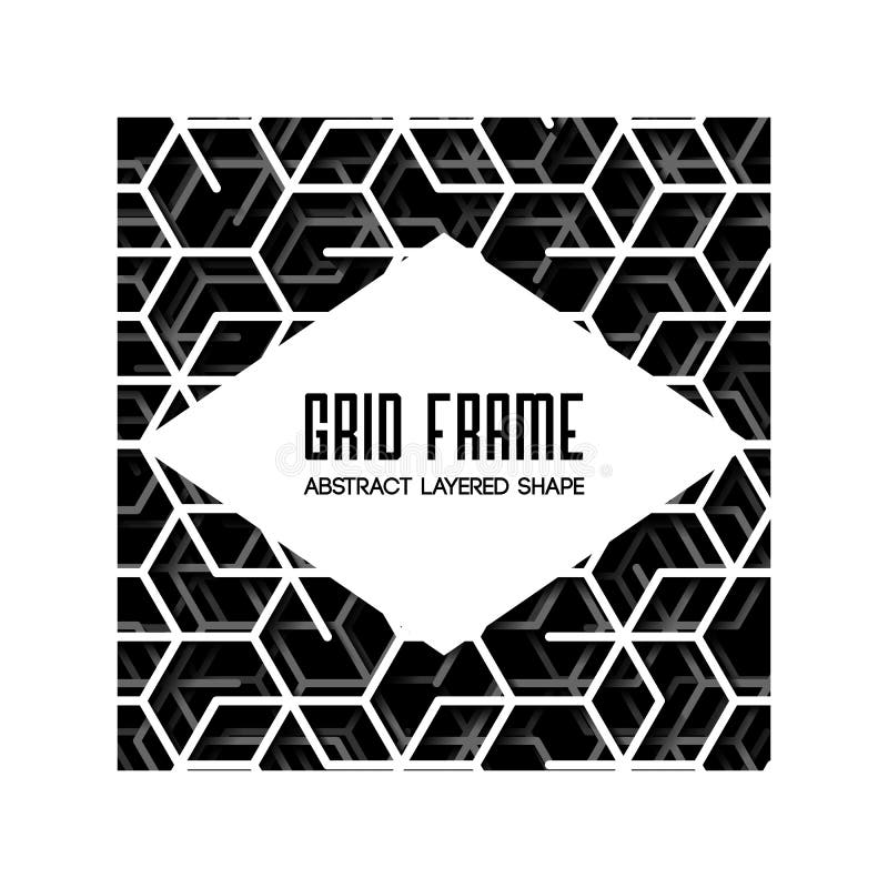 Abstract Square Frame With Layered Lines Triangular Grid And Shadow Stock Vector Illustration