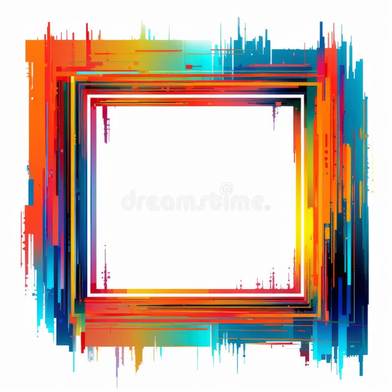 Abstract Square Frame with Paint Splatters Vector Illustration Stock ...