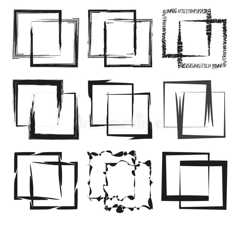 Abstract Square Frames. Black and White. Vector Artistic Borders ...