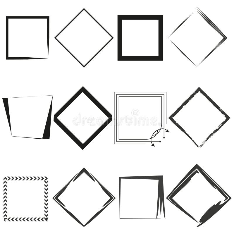 Abstract Square Frames. Geometric Border Shapes. Decorative Line Art ...