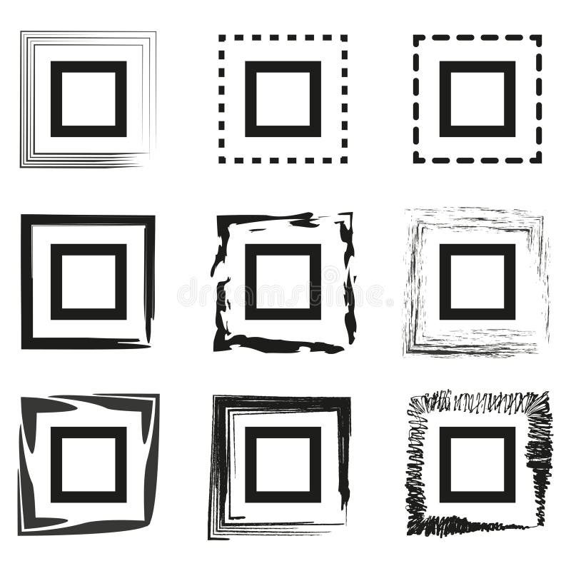 Abstract Square Frames. Grunge Border Design. Decorative Square ...
