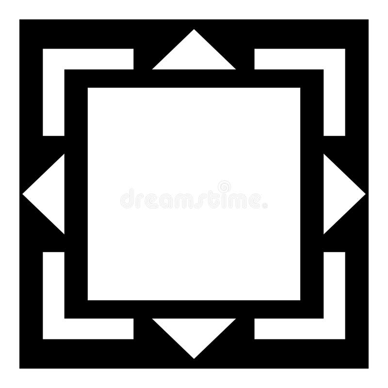 Abstract Square Geometric Picture Frame. Black and White Background ...