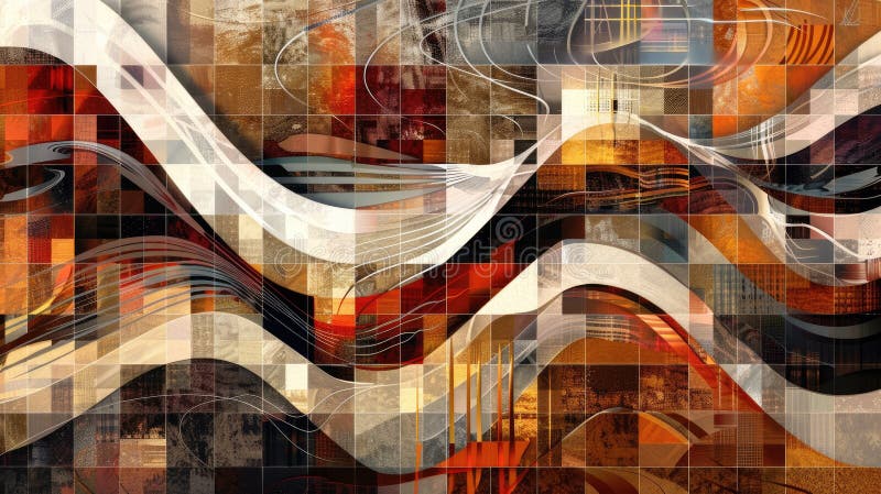 Abstract of Square Geometric Shapes Effect on Surface of Digital Cyber ...