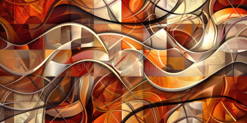 Abstract of Square Geometric Shapes Effect on Surface of Digital Cyber ...