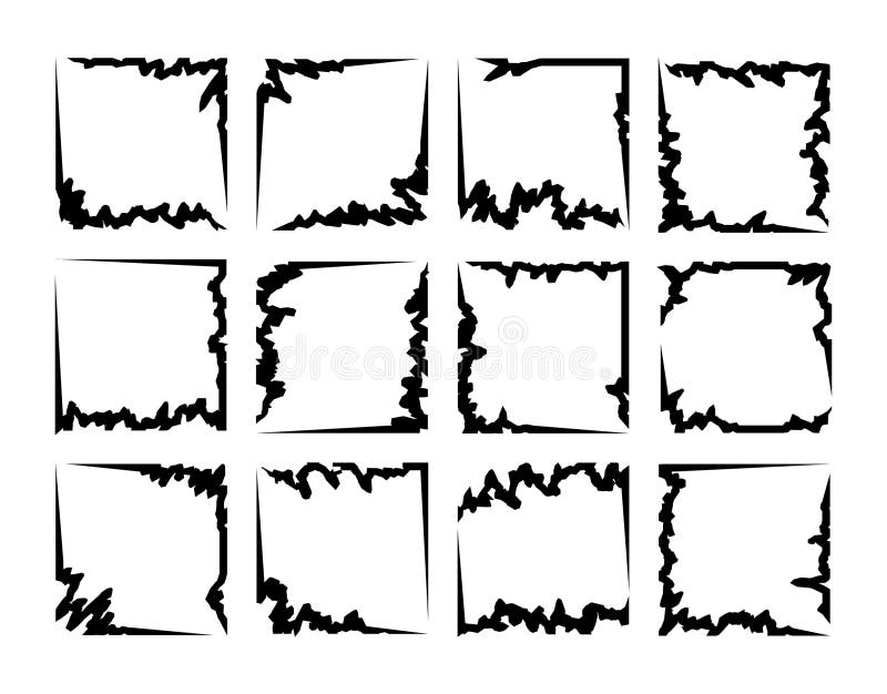 Abstract Square Grunge Paper Torn Border Set. Distressed Paper Ripped ...