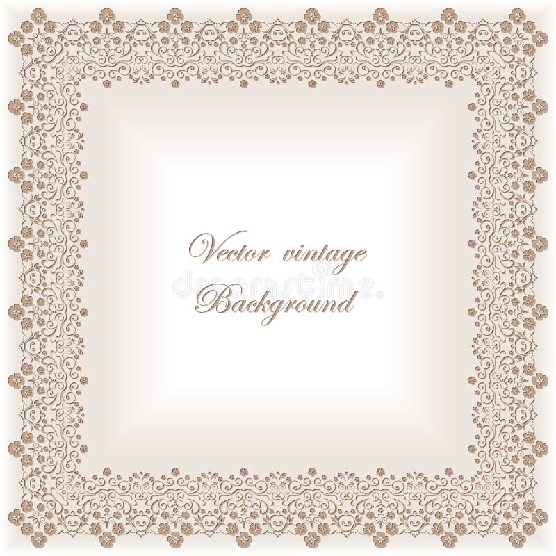 Abstract Square Lace Frame with Paper Swirls Stock Illustration ...