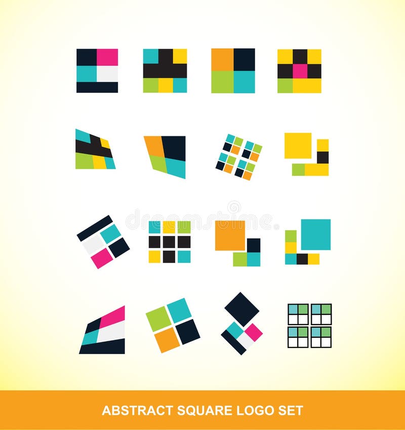 Abstract Square Logo Icon Set Stock Vector - Illustration of square ...