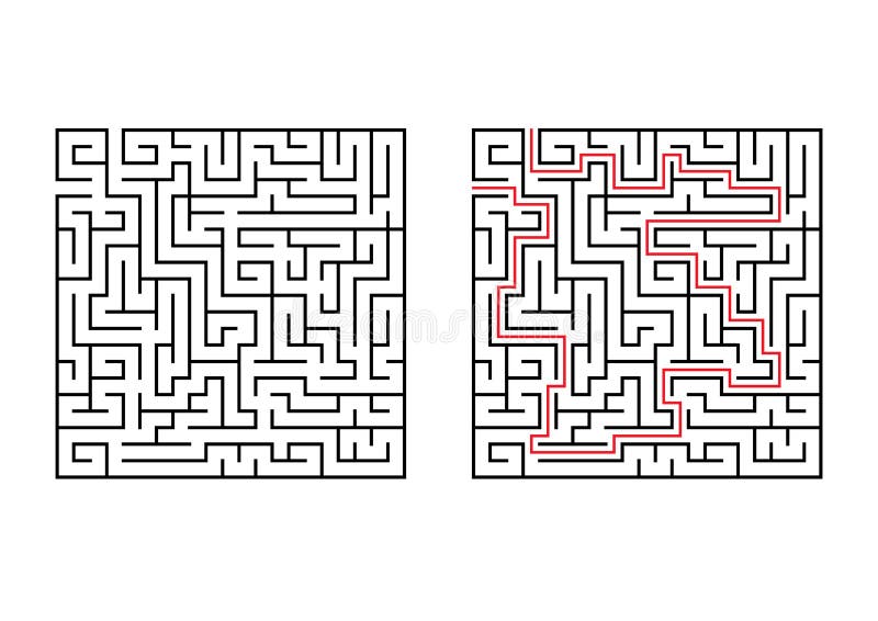 Abstract Square Maze. Simple Flat Vector Illustration Isolated on White ...