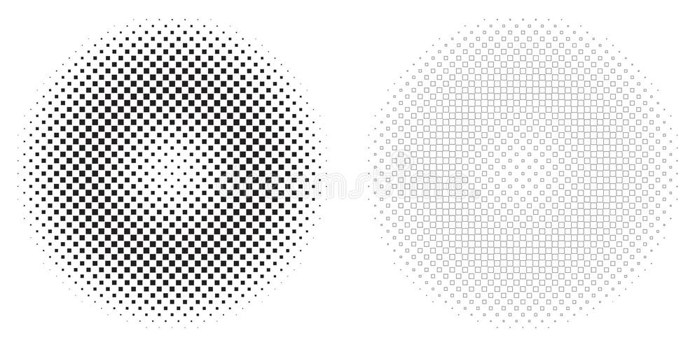 Abstract Square and Outline Halftone Circle Pattern with Graduated ...