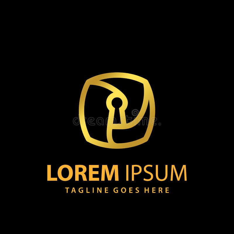 Abstract Square Padlock Gold Logo Design Template Premium Vector Stock ...