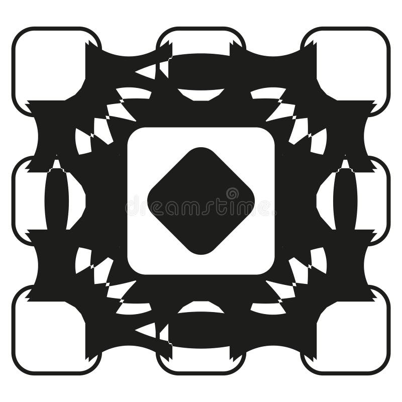 Abstract Square Pattern. Black Shapes in Layers. Geometric Optical ...