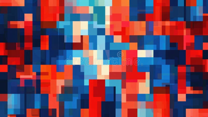 Abstract Square Pixel Background Contrasts Blue and Red Hues, Ai ...