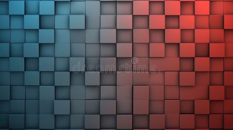 Abstract Square Pixel Background Contrasts Blue and Red Hues, Ai ...