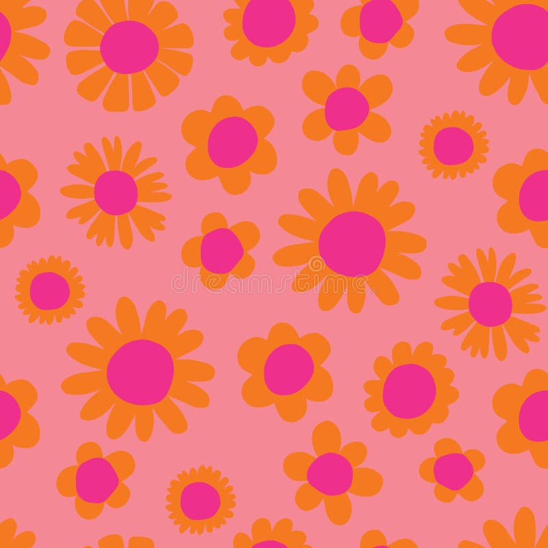 Abstract Square Seamless Patterns with Vintage Daisy Flowers. Pink ...