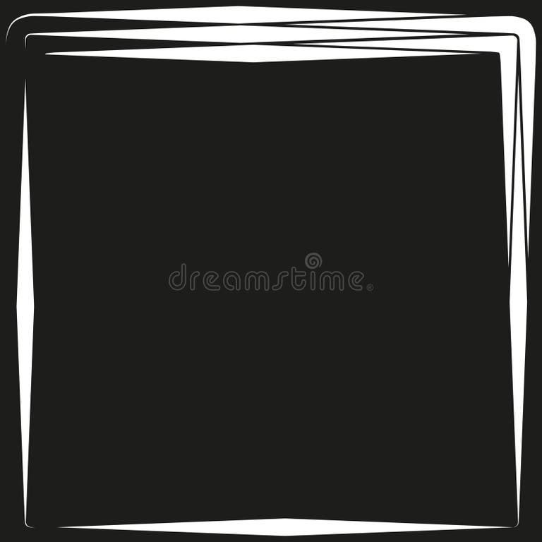Abstract Square Shape. Geometric Distorted Frame. Overlapping Black ...