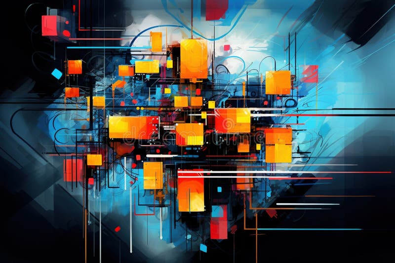 Abstract Square Shapes. Generative Ai Stock Illustration - Illustration ...