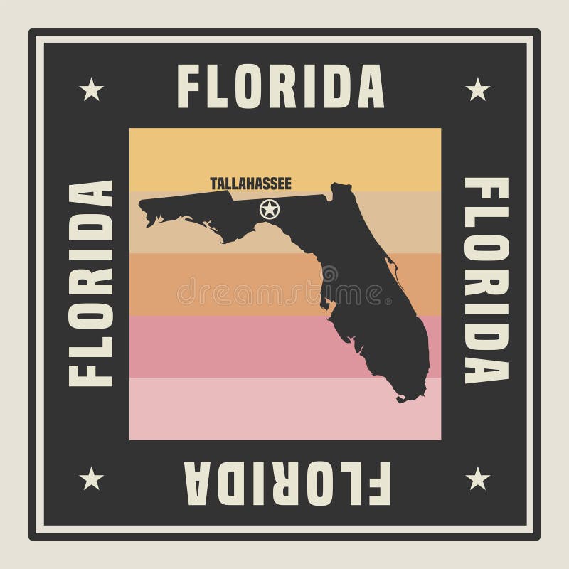 Abstract Square Stamp or Sign with Name of US State Florida Stock ...