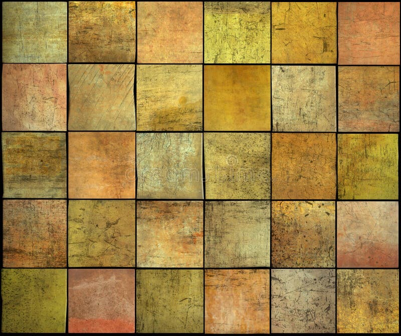 Abstract Square Tile Grunge Pattern in Orange,yellow an Stock ...