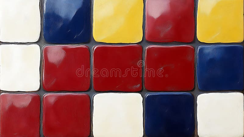 Abstract Square Tile Pattern in Red White Blue and Yellow Stock Photo ...