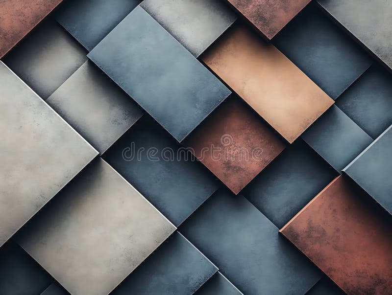Abstract Squares Interlocking in Muted Tones on a Solid Backdrop Stock ...