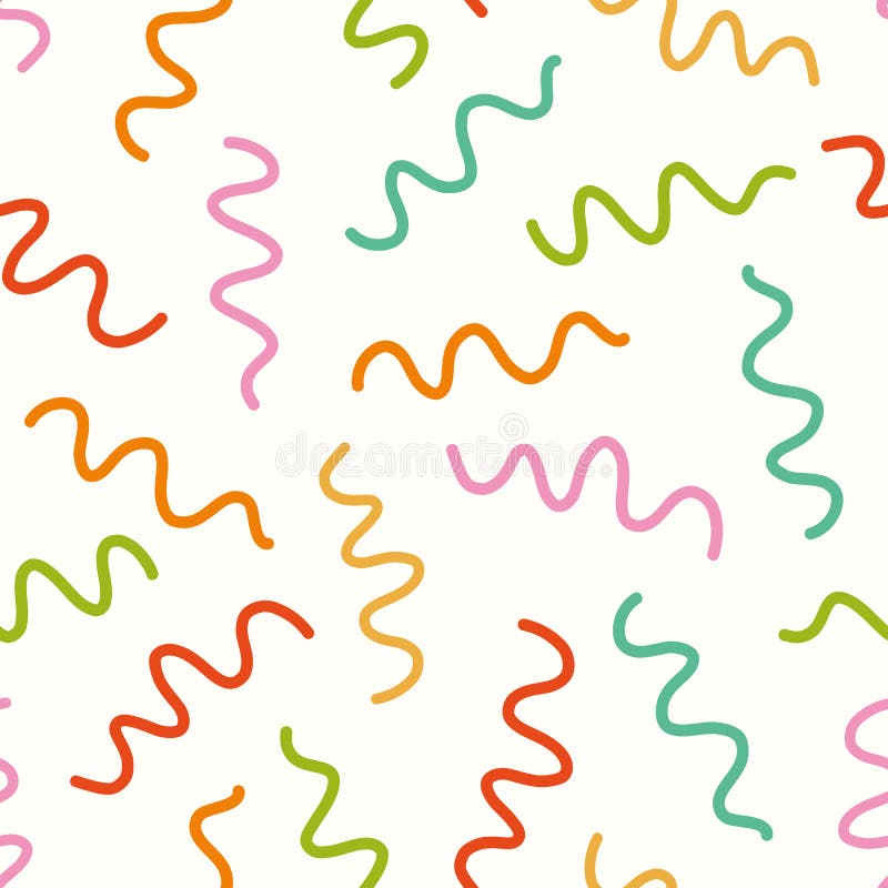 Abstract Squiggle Pattern Design. Fun Vector Seamless Repeat of Wavy ...