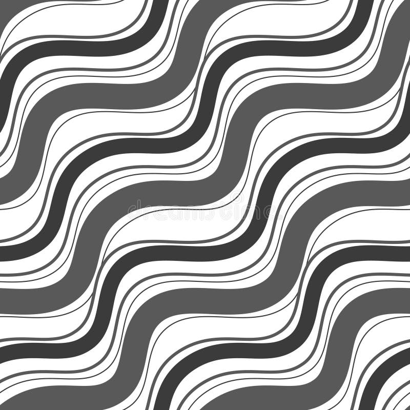 Abstract Squiggly Line Seamless Pattern Gray Monochrome White Wave