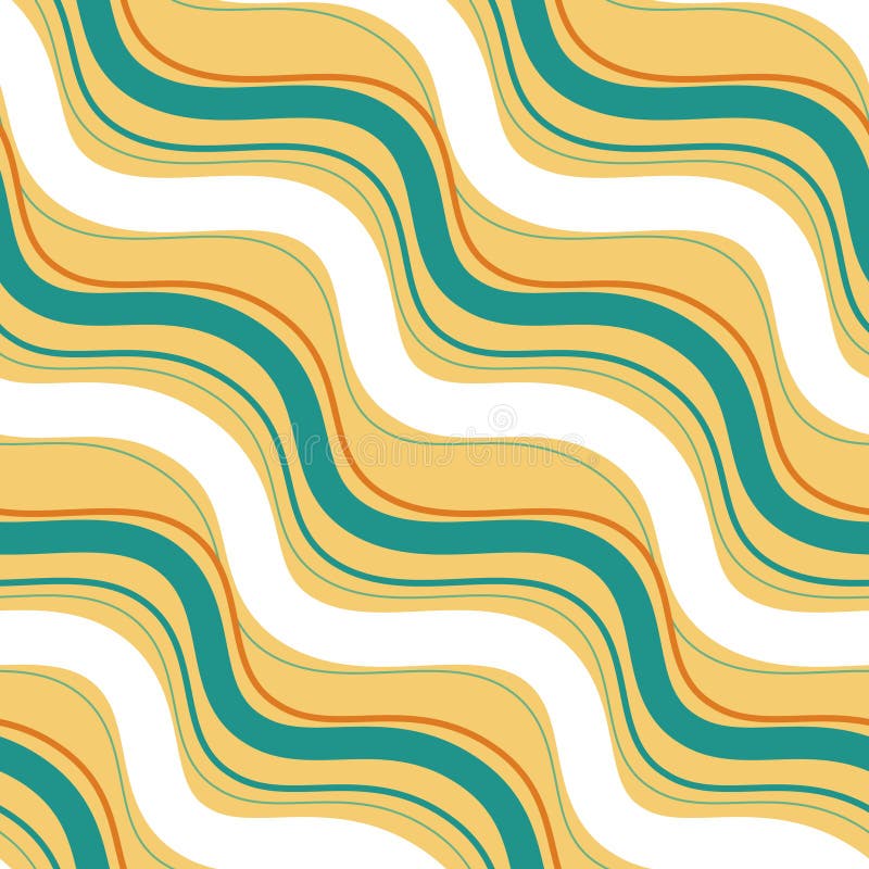 Abstract Squiggly Line Seamless Pattern Yellow Green Wave for Design ...