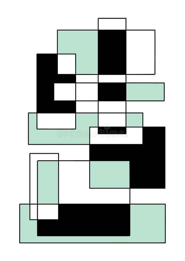 Abstract Squiggly Modern Background with Continuous Lines. Rectangle ...