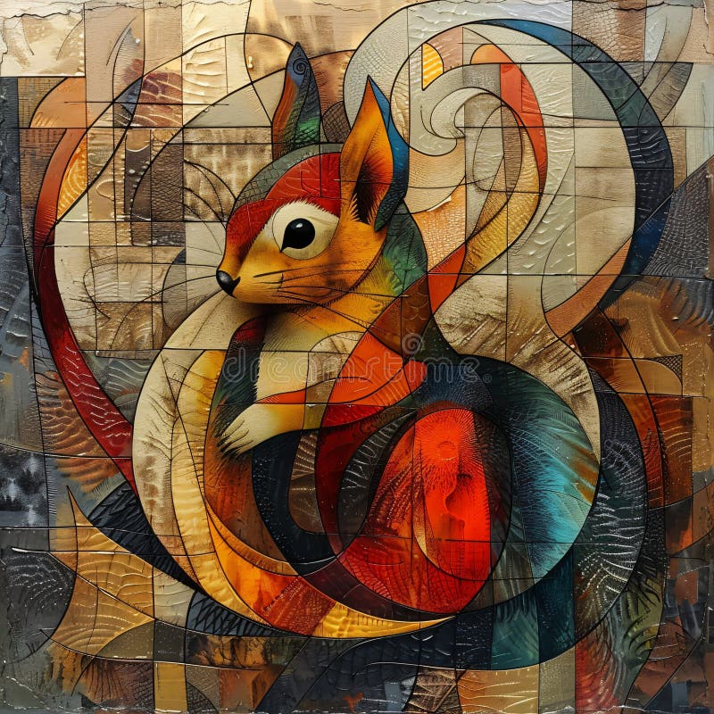 Abstract Squirrel in Geometric Design Stock Illustration - Illustration ...