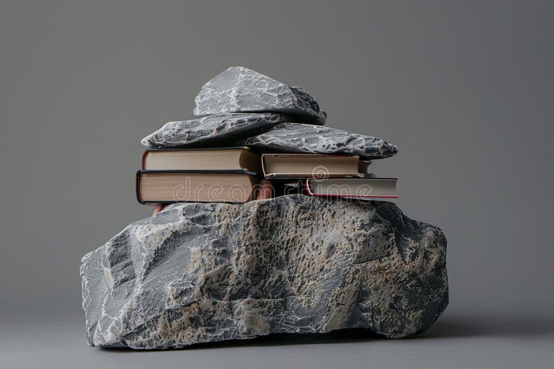 Abstract Composition of Books and Stones, Minimalist and Conceptual ...