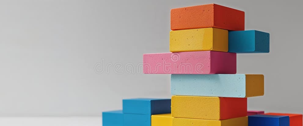 Abstract Stacked Colorful Blocks Modern Art Texture. Stock Image ...