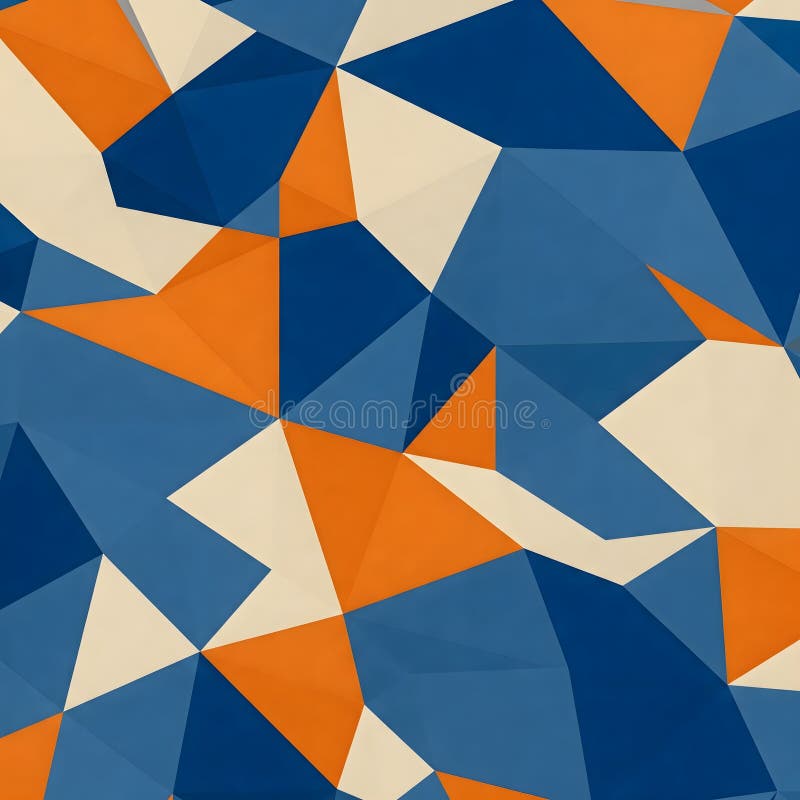 Abstract Geometric Pattern of Triangles in Orange, Blue, and Beige ...