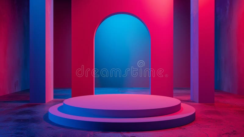 Abstract Stage with Bold Colors and Archway Stock Photo - Image of ...