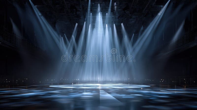 Abstract Stage with Dramatic Blue Lights Stock Illustration ...
