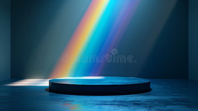 Abstract Stage with Rainbow Light Beams Stock Illustration ...