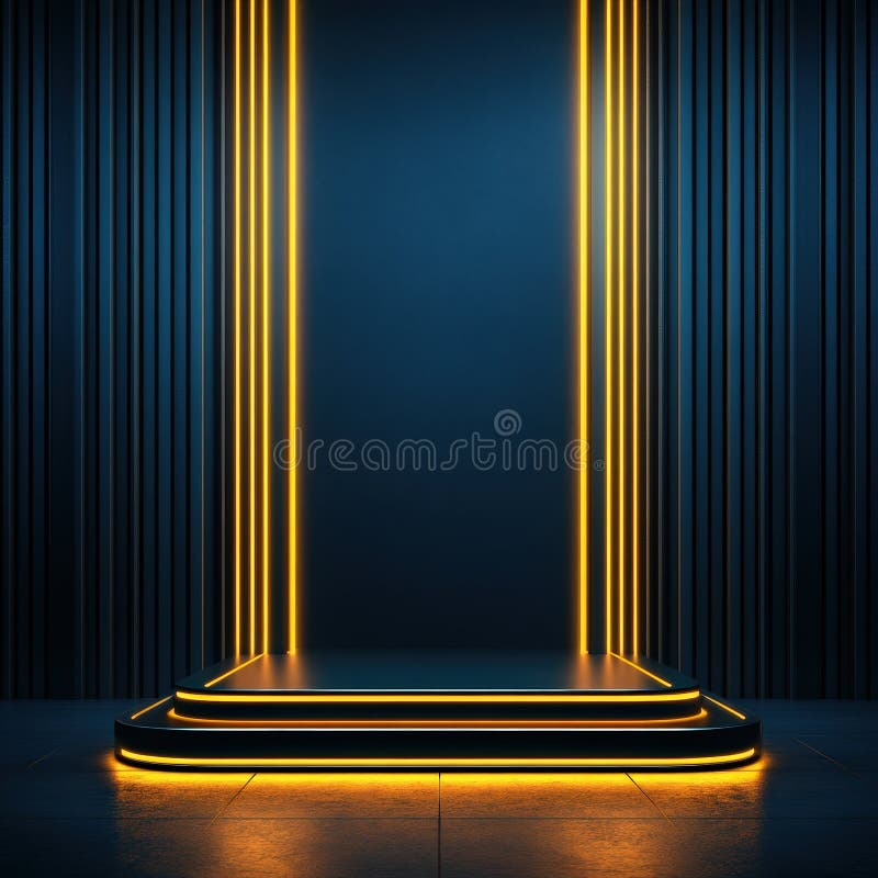 Abstract Stage with Neon Lights. Stock Illustration - Illustration of ...