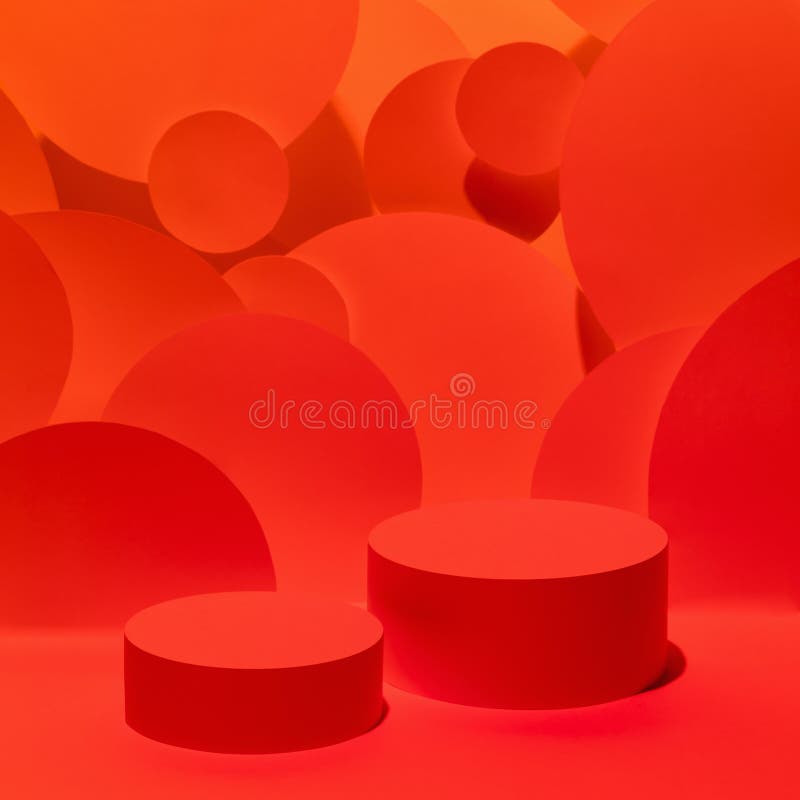 Abstract Stage for Presentation Cosmetics - Two Round Podiums Mockup in ...