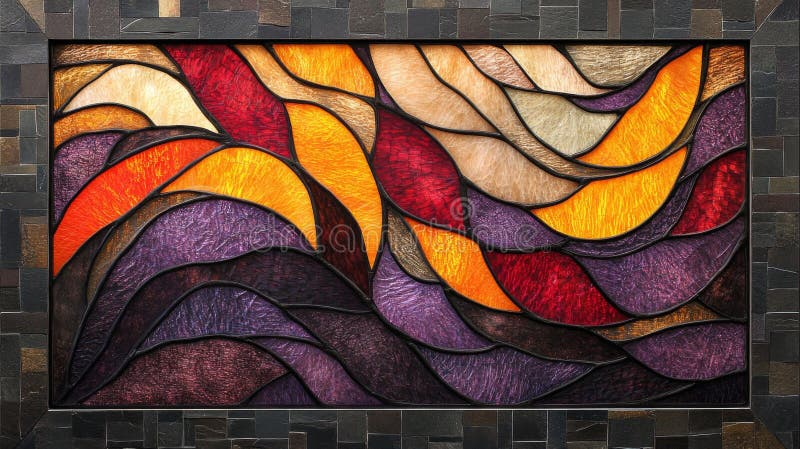 Abstract Stained Glass Art with Warm Colors Stock Illustration ...