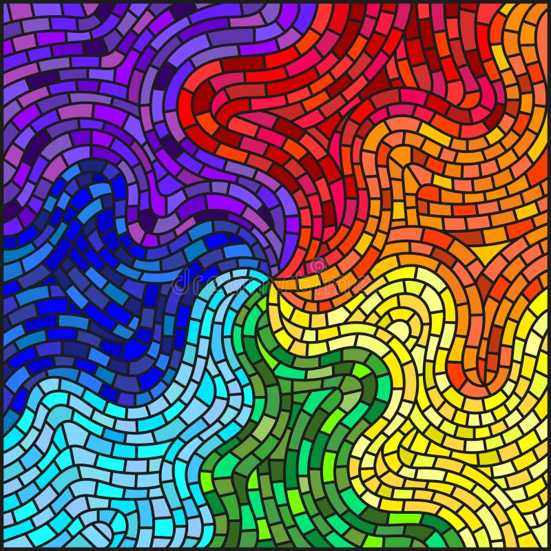 Stained Glass Illustration , the Colored Elements Arranged in Rainbow ...