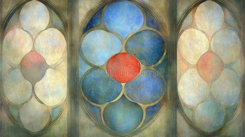 Abstract Stained Glass Design Featuring Circular Patterns in Soft ...