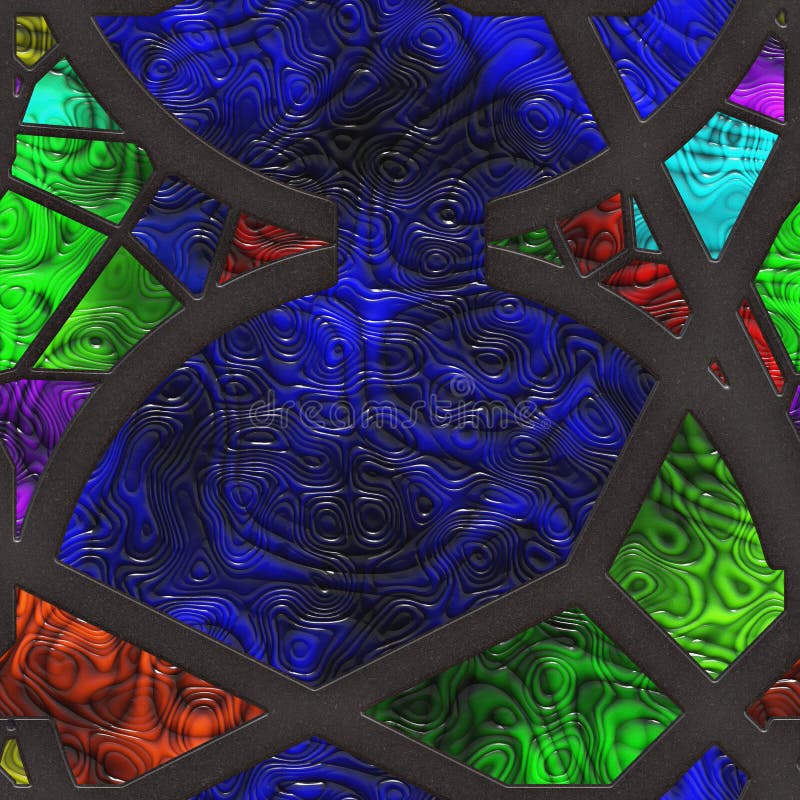 Abstract Stained Glass- Metal Grate Stock Illustration - Illustration ...